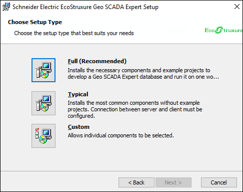 Geo SCADA Expert Installation Guide - Choose Setup Type (Installing Geo SCADA Expert)